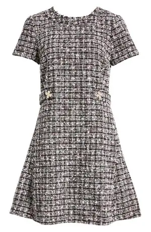 Eliza J Bouclé Shift Dress - Black