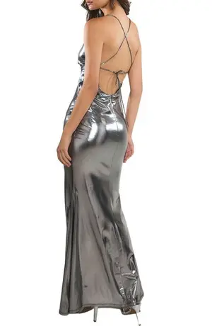 RARE LONDON Metallic Mermaid Gown