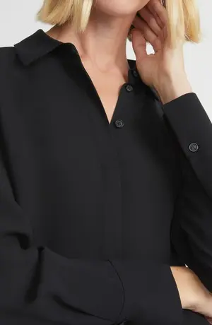 Lafayette 148 New York Scottie Silk Button-up Blouse - Black
