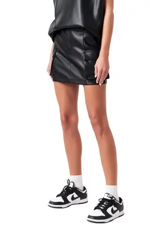 GREY LAB Cargo Faux Leather Miniskirt - Black