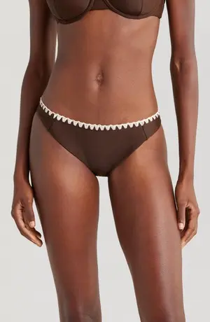 Ramy Brook Iliana Bikini Bottom - Beach Brown W/ Cream Crochet