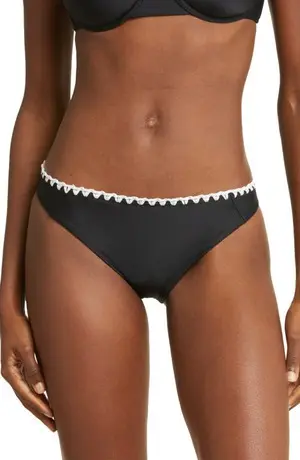Ramy Brook Iliana Bikini Bottom - Black W/white Crochet