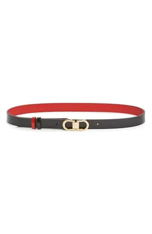 FERRAGAMO FERRAGAMO Double Gancio Reversible Leather Belt Nero/flame Red