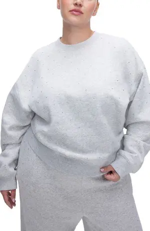 Good American Crystal Embellished Relaxed Sweatshirt