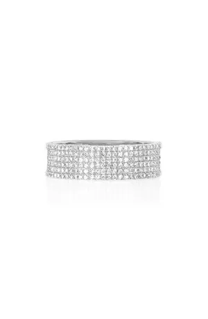 Ef Collection Pavé Diamond Cigar Band Ring - 14k White Gold