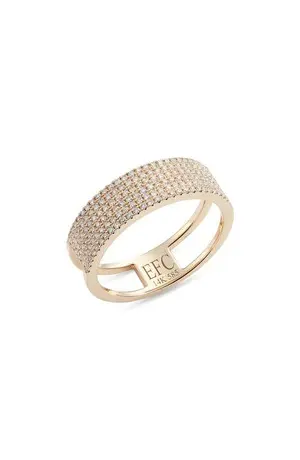 Ef Collection Pavé Diamond Cigar Band Ring - 14k Yellow Gold