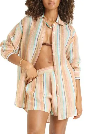 Vitamin A® Playa Oversize Linen Cover-up Shirt - Sde