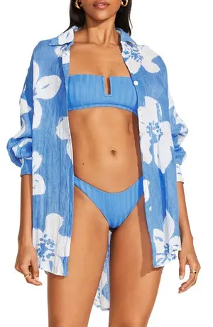 Vitamin A® Vitamin A® Playa Oversize Linen Cover-Up Shirt Spring Bloom Ecolinen