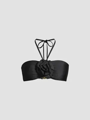 MILLY Resort Rosette Halter Bikini Top - Black
