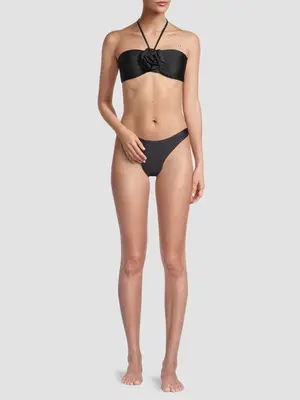MILLY Resort Rosette Halter Bikini Top - Black
