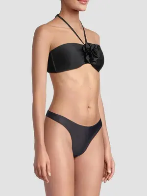 MILLY Resort Rosette Halter Bikini Top - Black