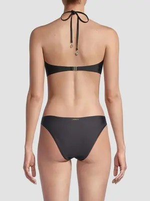 MILLY Resort Rosette Halter Bikini Top - Black