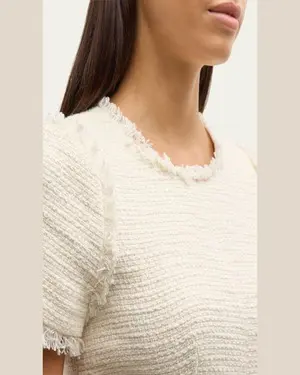 Cinq À Sept Nova Cotton Boucle Pleated Mini Dress - Gardenia