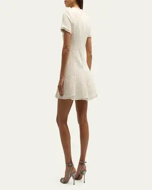 Cinq À Sept Nova Cotton Boucle Pleated Mini Dress - Gardenia