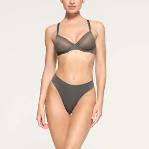 SKIMS No Show Unlined Demi Bra Gunmetal
