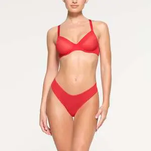 SKIMS No Show Unlined Demi Bra Red