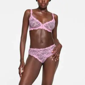 SKIMS Stretch Lace Unlined Demi Bra Cotton Candy