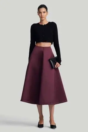 Altuzarra Varda A-Line Leather Skirt Bitter Cherry