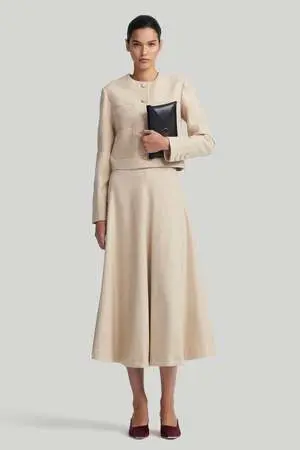Altuzarra Varda A-Line Leather Skirt Enoki Melange
