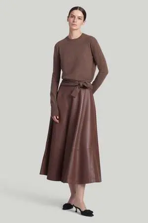 Altuzarra Varda A-Line Leather Skirt Mustang