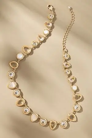 Anthropologie Enamel Gem Necklace Clear