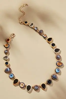 Anthropologie Enamel Gem Necklace Green