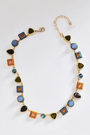 Anthropologie Enamel Gem Necklace - Light Green