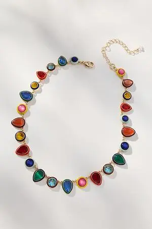 Anthropologie Enamel Gem Necklace - Orange