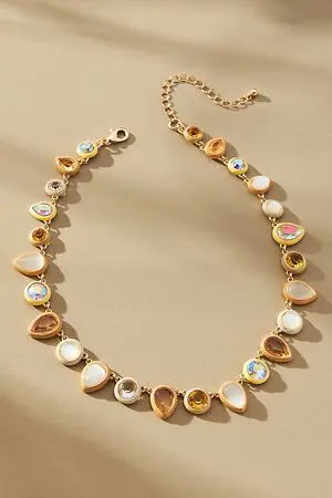 Anthropologie Enamel Gem Necklace Pink