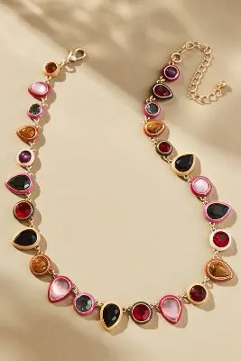 Anthropologie Enamel Gem Necklace Purple