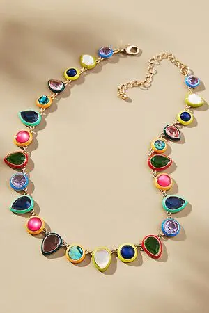 Anthropologie Enamel Gem Necklace Sky