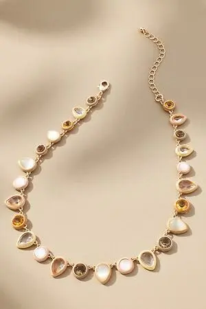 Anthropologie Enamel Gem Necklace White