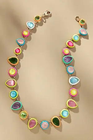 Anthropologie Enamel Gem Necklace Yellow
