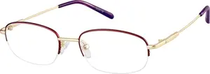 Zenni Oval Half-Rim Stainless Steel Eyeglasses Red