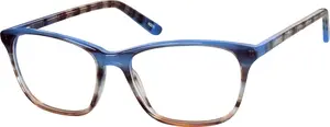 Zenni Square Glasses 2030339 Blue Pattern