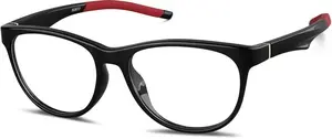 Zenni Retro Oval Full Rim Frame Black/red