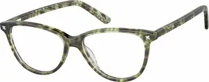 Zenni Retro Oval Full Rim Frame Green Tortoiseshell