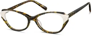 Zenni Retro Oval Full Rim Frame White/brown Striped
