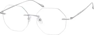Zenni Minimalist Geometric Rimless Eyeglasses - Silver
