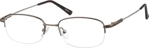 Zenni Classic Rectangle Half-Rim Flex Titanium Frame Brown