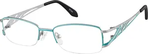 Zenni Rectangle Stainless Steel Half-rim Eyeglasses - Green