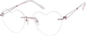 Zenni Heart Rimless Eyeglasses Titanium Frame - Pink