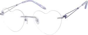 Zenni Heart Rimless Eyeglasses Titanium Frame - Purple