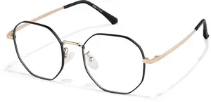 Zenni Geometric Full Rim Eyeglasses - Black And Rose Gold