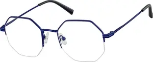 Zenni Geometric Half Rim Eyeglasses - Blue