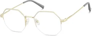 Zenni Geometric Half Rim Eyeglasses - Gold