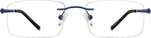 Zenni Titanium Rimless Rectangle Eyeglasses - Blue