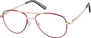 Zenni Aviator Stainless Steel Full Rim Frame - Red