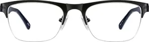 Zenni Rectangle Half-rim Glasses With Snap-on Sunlens - Black