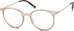 Zenni Full Rim Round Frame Mixed Material Eyeglasses - Buff